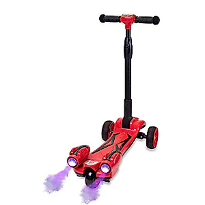 Glare Wheel Kids Kick Scooter Real Smoke Rocket Portable Foldable (Red)