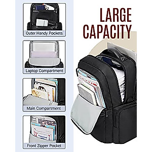 LIGHT FLIGHT Work Backpack Men, 17.3 Inch Business Smart Backpack, Water Resistant Laptop Backpack with USB Charging hole, Black