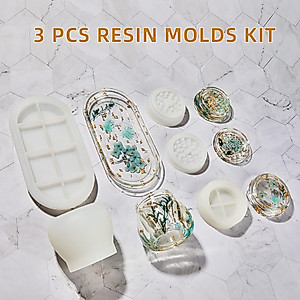 3-Piece Silicone Molds for Epoxy Resin - Rolling Tray Mold for Resin, Resin Pudding Jar Mold with Lid, Grinder Molds for Resin Casting, DIY Epoxy Resin Molds Kit for Storage and Decoration