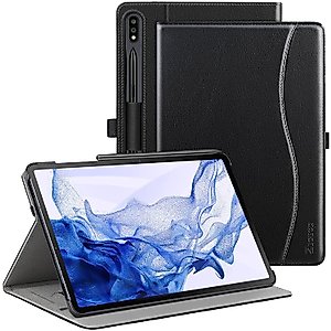 ZtotopCases for Galaxy Tab S7 FE 5G/S8 Plus/S7 Plus 12.4" Tablet Case, Premium PU Leather Folding Stand Cover with Pen Holder & Multi-Viewing Angles for Samsung Tab S7 FE 2021/S8+ 2022/S7+ 2020, Black