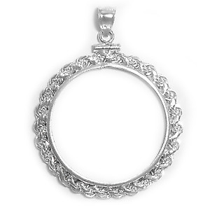 Flintski Jewelry Coin Bezel 1/20 oz Maple Leaf Sterling Silver Rope