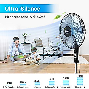 Simple Deluxe Oscillating 16″ 3 Adjustable Speed Pedestal Stand Fan for Indoor, Bedroom, Living Room, Home Office & College Dorm Use,Black