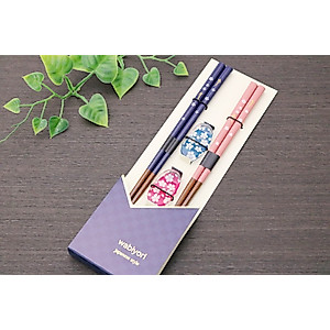 Ishida Chopsticks, Made in Japan, Black/Pink, Product Size: Chopsticks: 9.1 inches (23 cm), 8.3 inches (21 cm), Chopsticks Rest: 1.8 x 1.0 x 0.2 inches (4.5 x 2.5 x 0.7 cm)