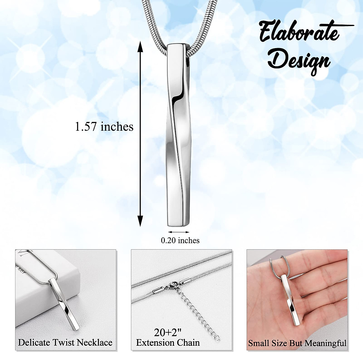 abooxiu Cremation Jewelry for Ashes Twist Ashes Necklace Urn Necklace for Ashes Cremation Necklace Stainless Steel Urn Pendant Memorial Keepsake for Women Men