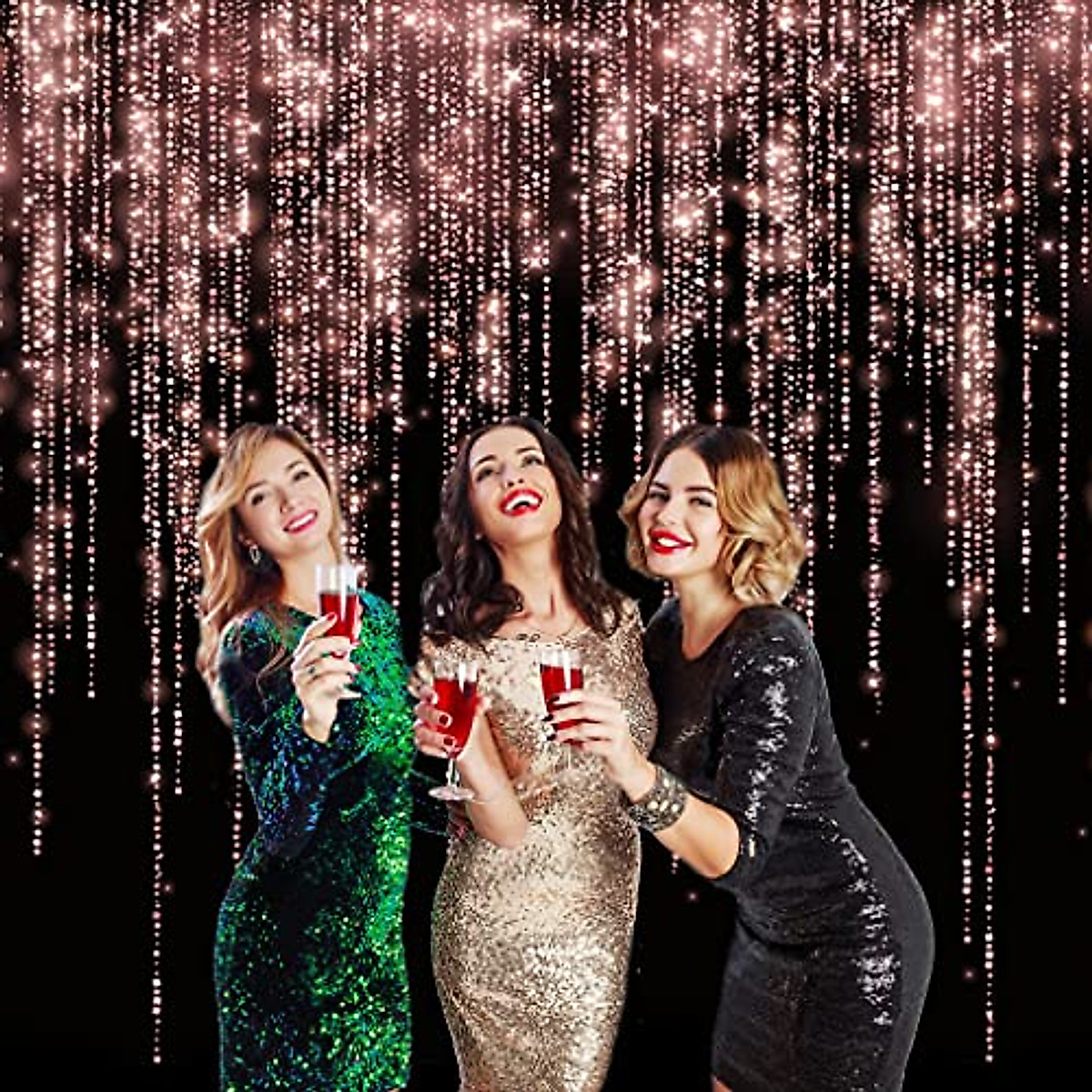 ASOONYUM 84"x60" Rose Gold Glitter Backdrop Golden Black Pink Birthday Party Background for Photography Women GIirl Sweet 16th 18th 40th Baby Shower Happy Birthday Banner Kids Portraits Photo Props