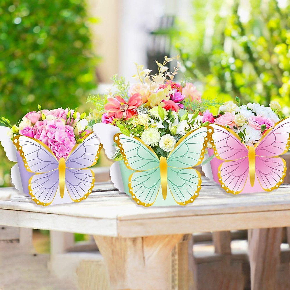 12 Pcs Butterfly Centerpieces Paper Boxes for Baby Shower Birthday Tea Party Favors Tables Decor Pink Purple Green Table Decorations for Flower Themed Party Supplies Bridal Wedding