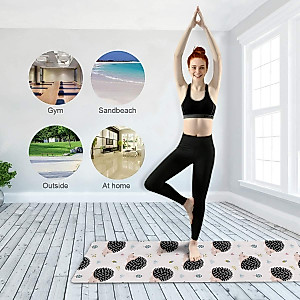 MOYYO Animal Cute Hedgehogs Yoga Mat Printed Suede Natural Rubber Thin Hot Yoga Mat Non Slip Sweat Fitness Mat 71x26 Inch Portable Travel Yoga Mat for Yoga Pilates and Floor Exercises