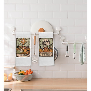 Knibeo Tarot Kitchen Towels Set - Witchy Bathroom Decor, 2 Pieces 16 X 24 Inch Tarot Card Bath Hand Towels, Gifts for Witchy Women, Tarot Decor, Hand Towels for Bathroom