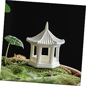 NOLITOY 3pcs Hexagonal Gazebo Ornaments Aquarium Decorations Zen Garden Decoration Fish Tank Mini Pagoda Miniature Pagoda Tabletop Accessories Mini Pavilion Ornament Ceramics Display White