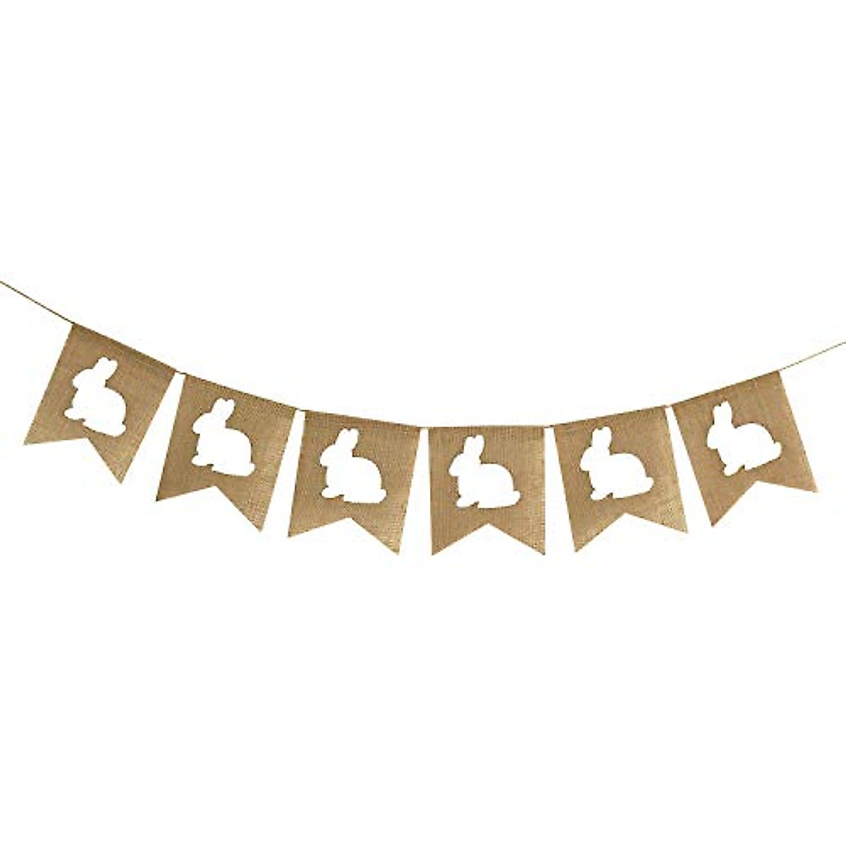 Partyprops Rabbit Burlap Garland | Bunny Burlap Garland | Rustic Easter Decorations | White Rabbits Banner