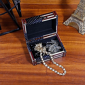 WaaHome Small Treasure Box Decorative Wooden Jewelry Keepsake Boxes For Kids Girls Boys Gifts Home Decorations (American Flag)
