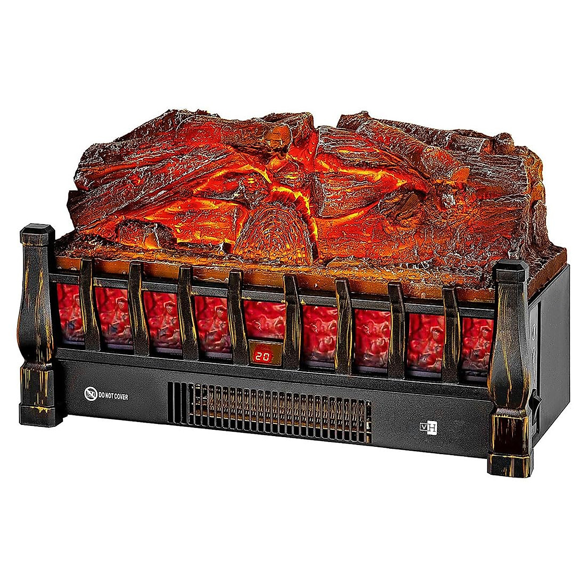 VIVOHOME 20 Inch Electric Fireplace Logs with Realistic Quartz Ember Bed, Log Heater Insert for Existing Fireplace, Overheating Protection, Timer, Remote Control, Gold