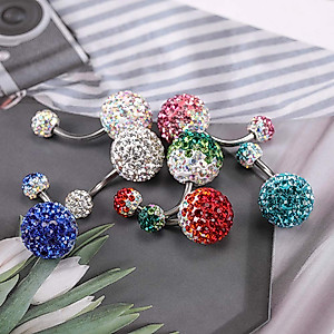 ZS Pretty Belly Button Ring with Gradual Color Crystal Fervid Ball Navel Ring for Women (AB White)