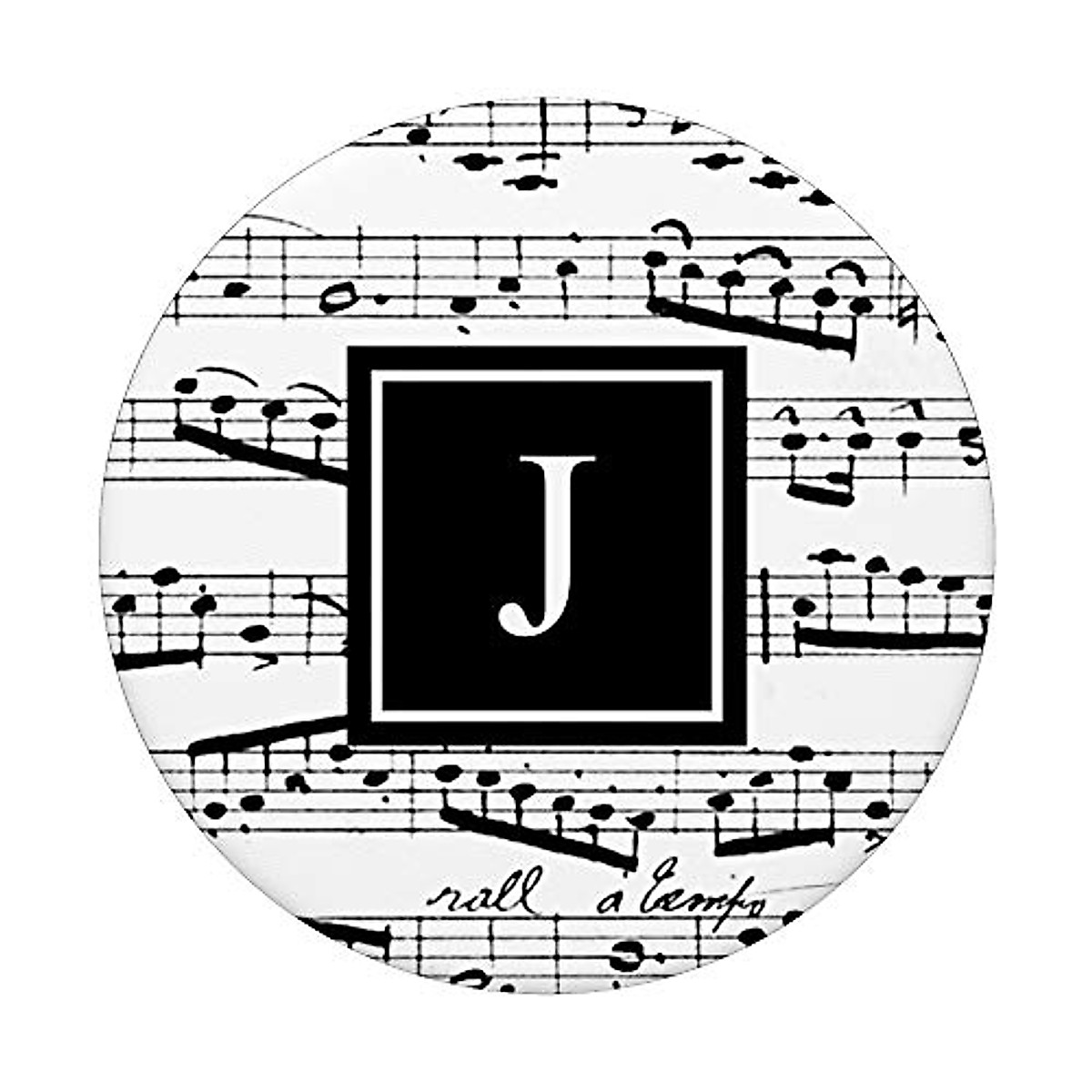 Music Monogram J Musical Letter J initial black personalized PopSockets PopGrip: Swappable Grip for Phones & Tablets