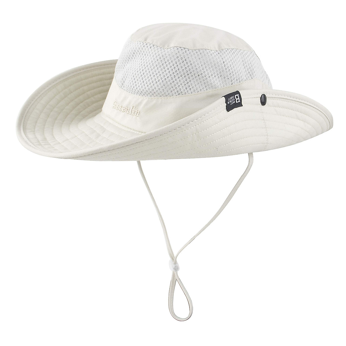 Women's Summer Sun Hat Wide Brim UV UPF50 Protection Hats Foldable Packable Ponytail Bucket Cap for Safari Beach Fishing Gardening Beige