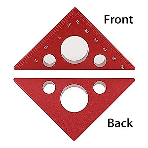 OwnMy 45 Degree Aluminum Alloy Angle Ruler, Inch Imperial Metric Scale Rafter Layout Carpenter Square Triangle Ruler Angle Measurement Tool for Woodworking Workshop Square Measuring Gauging Tool, Red