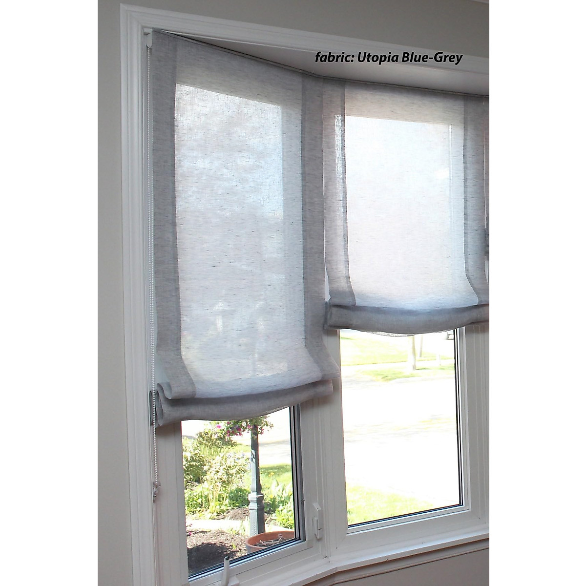 Cordless Roman Shades, Utopia (100% sheer linen), Sheer Linen Roman Shades, Custom Made Window treatments