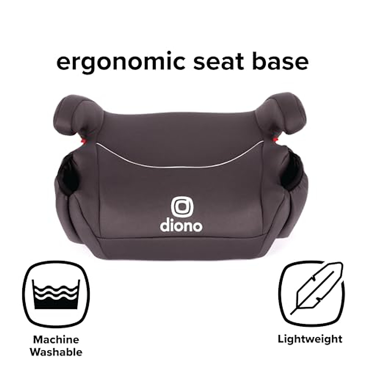 Diono Solana 2022, No Latch, Single Backless Booster Car Seat, Lightweight, Machine Washable Covers, Cup Holders, Black