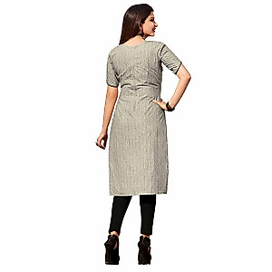 Miraan Women's Cotton Printed Readymade Kurti Large Grey