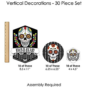 Big Dot of Happiness Day of the Dead - Halloween Sugar Skull Party DIY Dangler Backdrop - Hanging Vertical Decorations - 30 Pieces