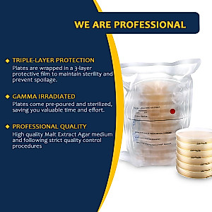 Prepoured Malt Extract Agar Petri Dishes (MEA) for Mushroom Cultivation, Petri Dishes with Agar (10 Prepoured Agar Plates)