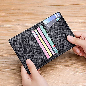 Dorras Front Pocket Minimalist Leather Slim Wallet, Bifold Credit Card Holder With ID Window