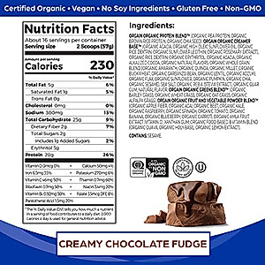 Vegan Protein Meal Replacement Powder by Orgain - 20g of Protein, Certified Organic and Plant Based, No Gluten, Soy or Dairy, Non-GMO, Creamy Chocolate Fudge, 2.01lb (Packaging May Vary)