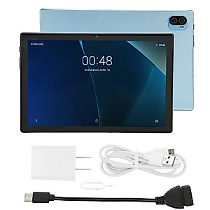 GLOGLOW GPS Tablet, Smart Tablet Octa Core 7000mAh Dual Speakers 5G WiFi FDH Screen with USB Cable for Video for Studying (Blue)