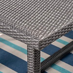 Christopher Knight Home Liam Outdoor 7 Piece Wicker Dining Set, Grey