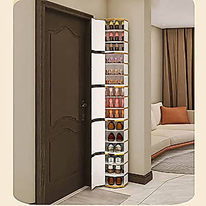 Shoe Rack, Rotating Shoe Rack Storage, Narrow Shoe Storage Cabinet Shoe Hangers, 15 Tier Tall Narrow Shoe Rack Shoe Organiser Space Saver Shoe Display Stand, Black/white Over Door Storage For Entrance