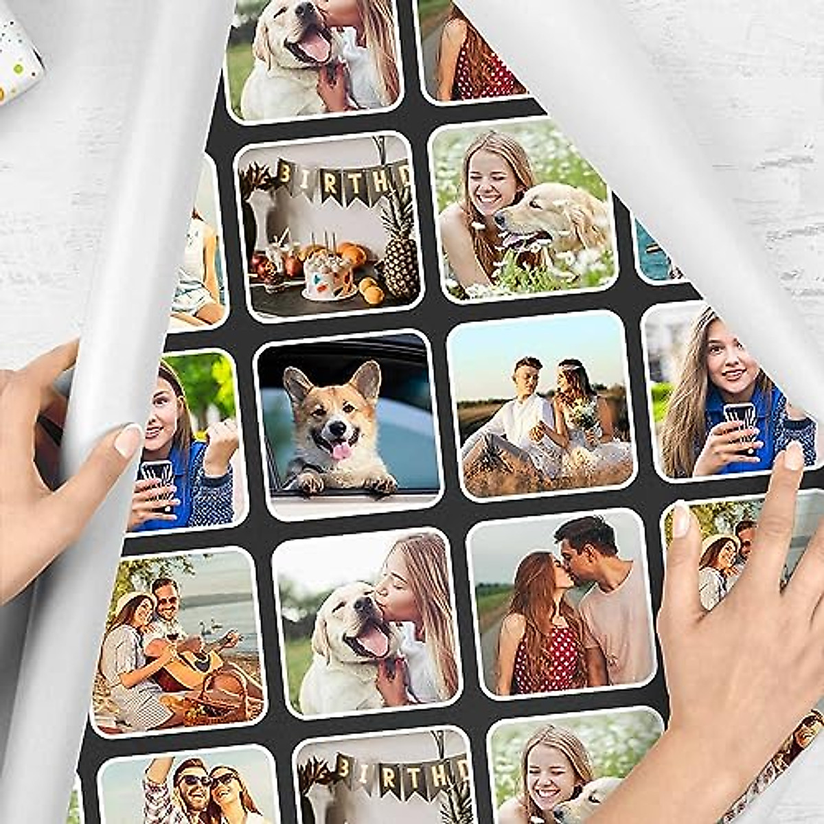Custom Wrapping Paper, Personalized Wrapping Paper with Your Photo Paper 58 x 23 Inches Customized Birthday Christmas Gifts Wrap for Mom Dad and Friend
