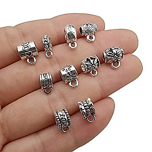 100 pcs Clasp Bail Beads Charms ,Bail Tube Beads, Loose Spacer Bead ,Bead Hanger Charm for Jewelry Making DIY Necklace Bracelet (M611)