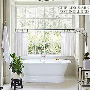 XTMYI White Kitchen Curtains 24 Inch Length Set of 2 Panels Cafe Curtain Tiers Linen Textured Semi Sheer Boho Farmhouse Short Curtains for Small Bathroom Basement Window RV Camper