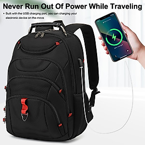 Boavan Laptop Backpack for men, 17.3 inch Laptop Bag with USB Port, Waterproof Travel Work Backpack Purse, Anti-Theft Teacher Nurse Doctor Casual Bookbags Office Business backpack ，Black