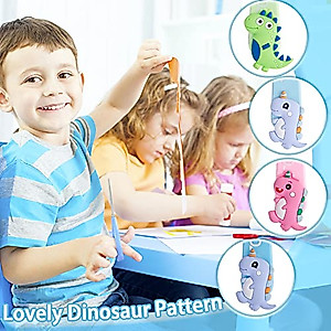 LOVESTOWN Kids Scissors, 4PCS Dinosaur Safety Scissors Stainless Steel Scissors Preschool Training Scissors with Sleeves for DIY Crafts Paper Cut