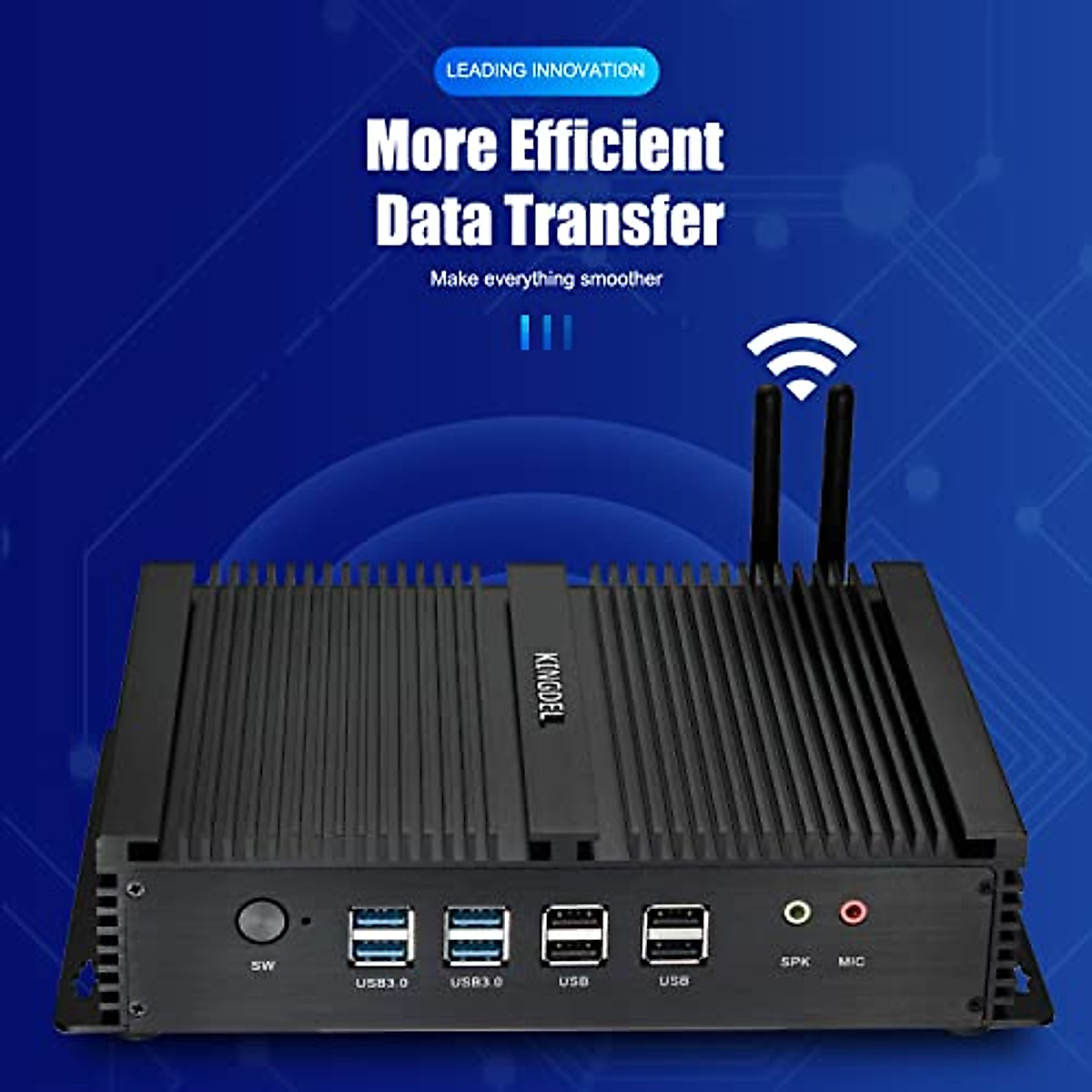 KINGDEL i7 Powerful Mini Box PC, Fanless Mini Desktop Computer with i7 CPU, 8GB RAM, 256GB SSD+1TB HDD, 2xLAN, 2xHD Ports, 4xUSB 3.0, 6xCOM RS232