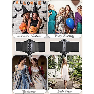 HANERDUN Lace-up Waspie Corset Belts for Women Elastic Waist Belt Tied Retro Wide Belt