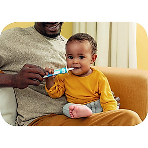 MAM Training Toothbrush for Babies (1 Baby's Brush with Safety Shield), Baby Toothbrush with Brushy The Bear Character, Interactive App, for Boys 5+ Months, Blue