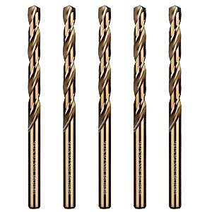 5/16 Inch Cobalt Drill Bits 5Pcs - HPHOPE M35 HSS Metal Twist Drill Bits Set, Jobber Drill Bits Length and Straight Shank, Suitable for Drilling in Hard Metal, Stainless Steel, Cast Iron