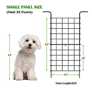 32 Pack Decorative Garden Fence Outdoor 24in x 22ft Coated Metal RustProof Landscape Wrought Iron Wire Border Folding Patio Fences Flower Bed Fencing Barrier Section Panels Decor Picket Edging