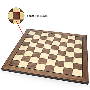 AMEROUS 17 Inches Wooden Chess Board Only, Professional Tournament Chess Board Large with Gift Package - Chess Rules, Beginner Chess Board Game for Kids, Adults