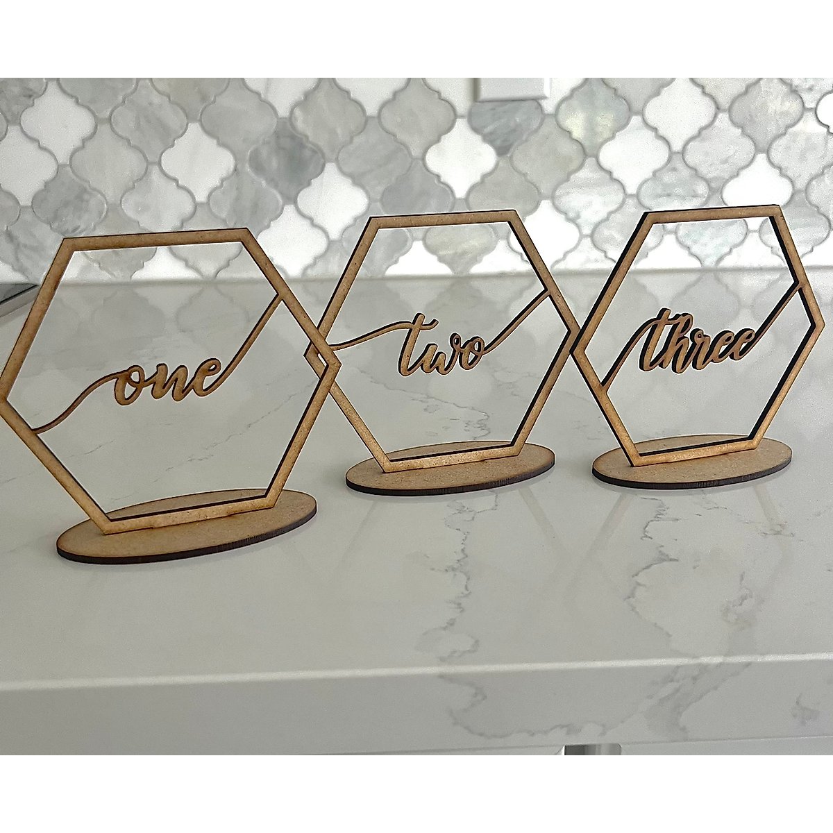 Wedding Hexagon Table Numbers,Modern Number Table Setting Signs, Number Your Table For Events And Business Use, Organize Seating (11-15 Numbers)
