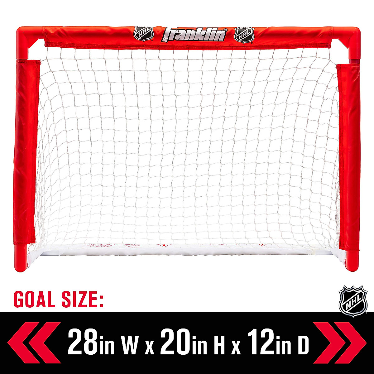Franklin Sports Mini Hockey Rink Set - Half Rink Knee Hockey Goal, Mini Sticks, and Ball Set - Indoor Mini Hockey Rink - Official NHL Licensed White