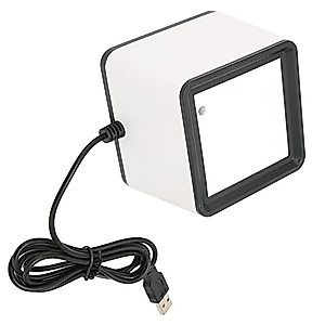 2D QR Barcode Scanner, Omnidirectional Desktop Automatic 1D Barcode Reader Big Scan Window to Read ID Card, Drivers License, Passport for Supermarket Library