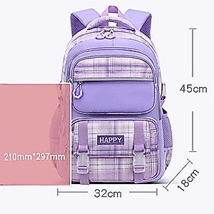 WYCY Kids Backpack School Backpacks for Girls Large Bookbags for Teen Girls Cute Book Bag with Compartments for Teen Girl Kid Students Elementary Middle School(Purple)