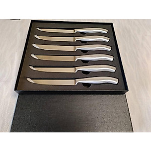 UNI-RHYTHM Upgrade 20Cr13NH 4.5Inchs Stainless Steel Steak Knife Set of 6, Dishwasher Safe Stainless Steel serrated Knives, Silver. Gift Box for Father's Day, Mother's Day, Thanksgiving, Christmas