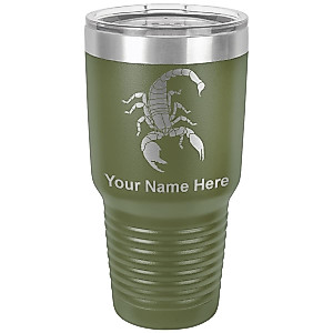 LaserGram 30oz Vacuum Insulated Tumbler Mug, Scorpion, Personalized Engraving Included (Camo Green)