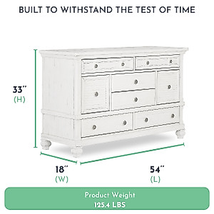Evolur Weathered White Cape May Double Dresser