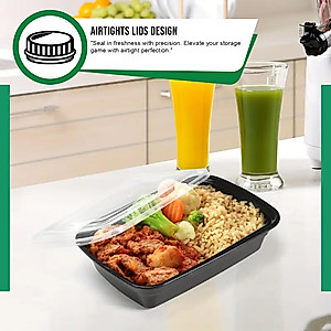 Fonteme 38 oz Meal Prep Container with Lids – 10 Pack | Disposable Food Storage Containers | BPA-Free, Microwave, Freezer Safe Rectangular Containers