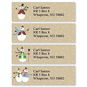 Let It Snow Holiday Personalized Return Address Labels – 4 Designs, Set of 240, Christmas, Small, Self-Adhesive, Flat-Sheet Labels, by Colorful Images